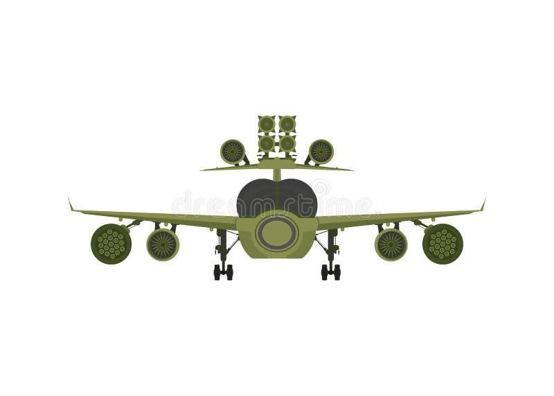 Military Plane Front View. Green Fighter with Rocket Launchers. Stock ...