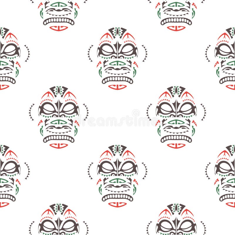 Seamless Pattern with Mayan Tribes Mask. Suitable for Postcards ...