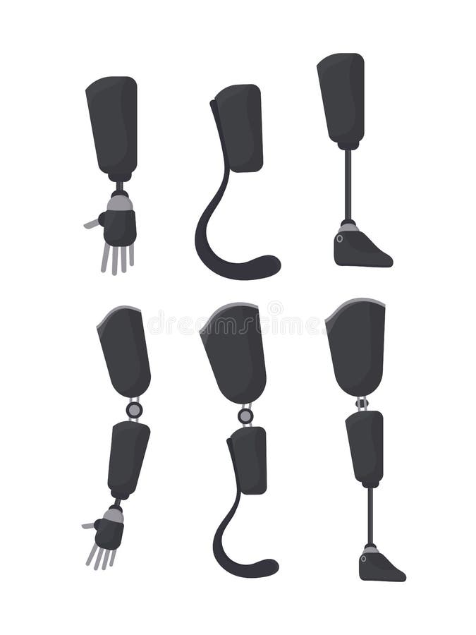 A Set of Prostheses for People. Hand and Leg Prosthesis in Flat Style ...