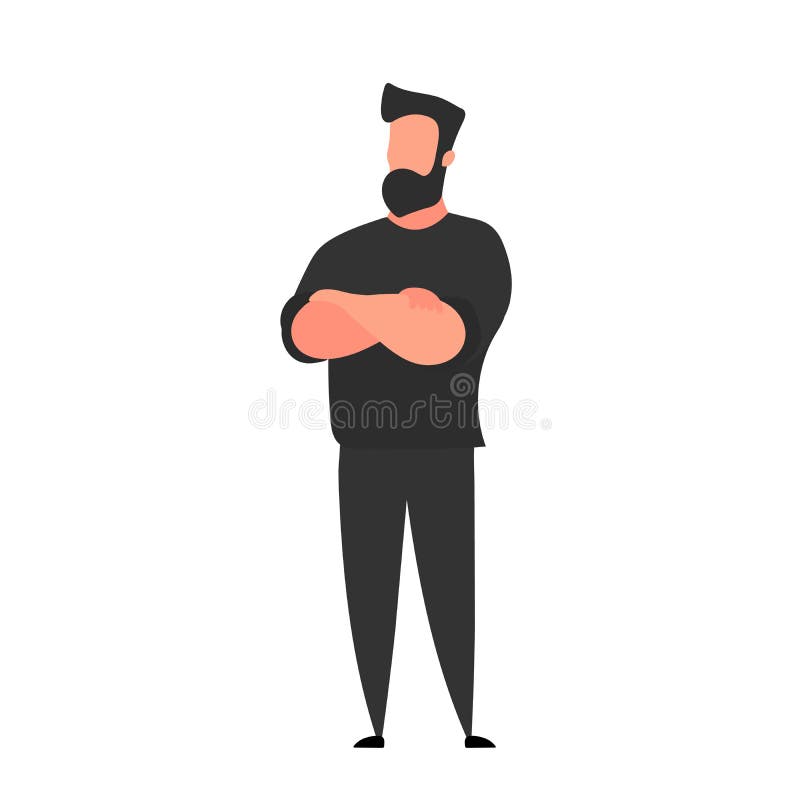 Strong Man. the Guy Folded His Arms Over His Chest. Isolated. Vector ...
