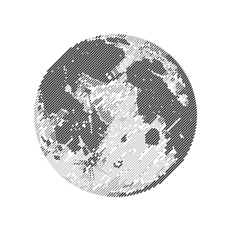 Moon, Line Design, Un-expanded Strokes Stock Vector - Illustration of ...