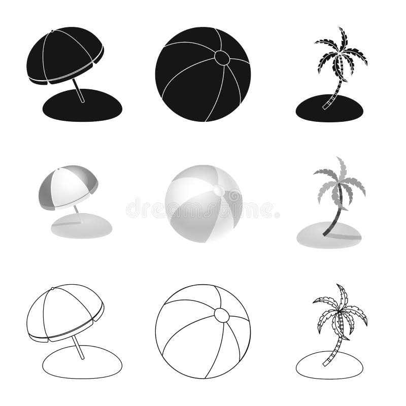 Vector Illustration of Equipment and Swimming Icon. Set of Equipment ...