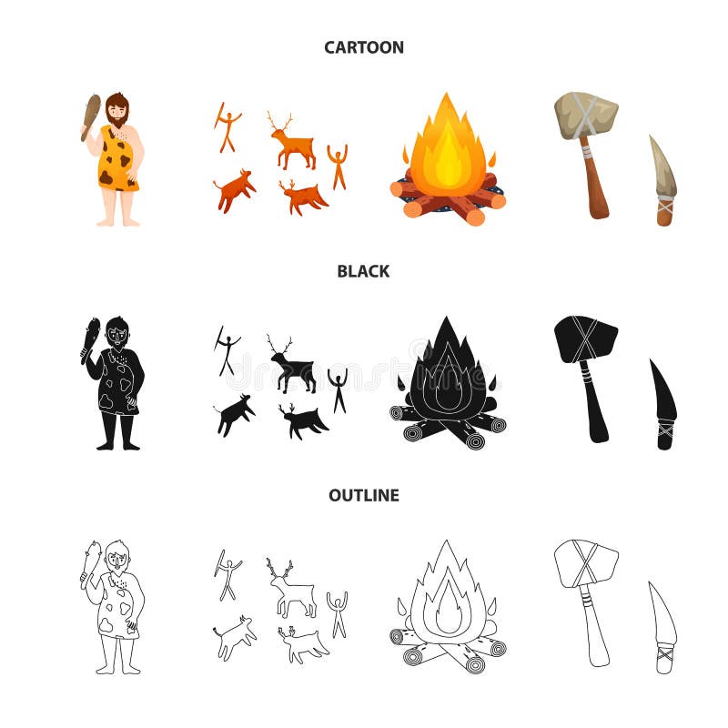 Vector Design of Evolution and Neolithic Icon. Set of Evolution and ...