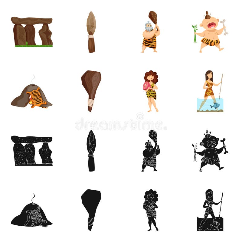 Vector Illustration of Evolution and Prehistory Icon. Set of Evolution ...
