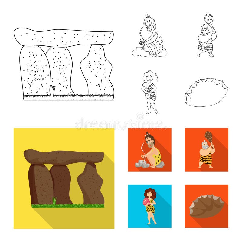 Vector Illustration of Evolution and Prehistory Logo. Collection of ...