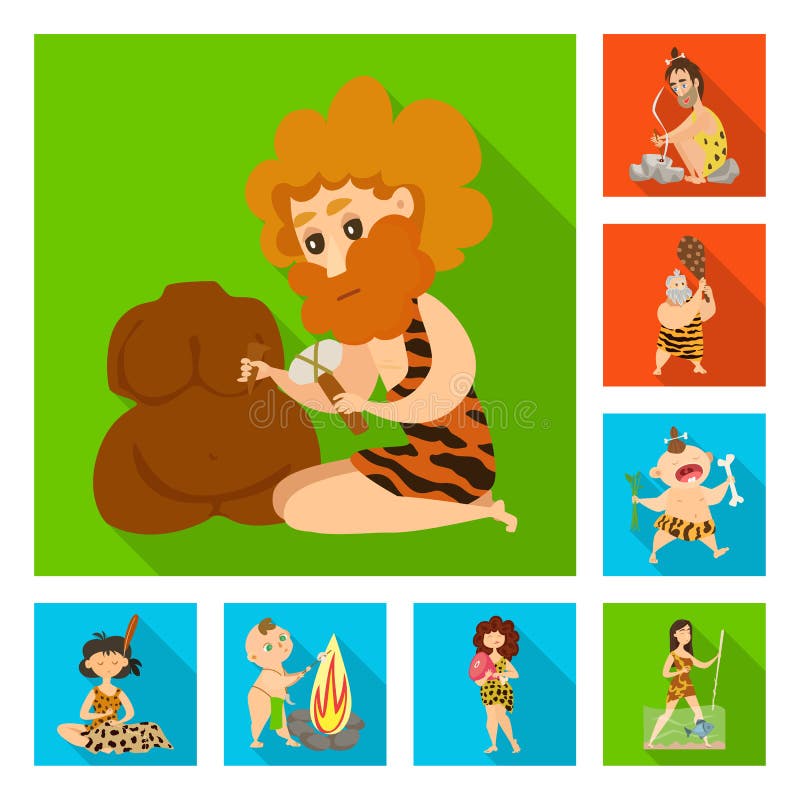 Vector Illustration of Evolution and Prehistory Sign. Collection of ...