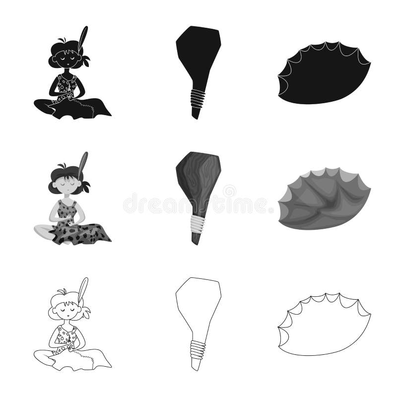 Vector Illustration of Evolution and Prehistory Symbol. Collection of ...