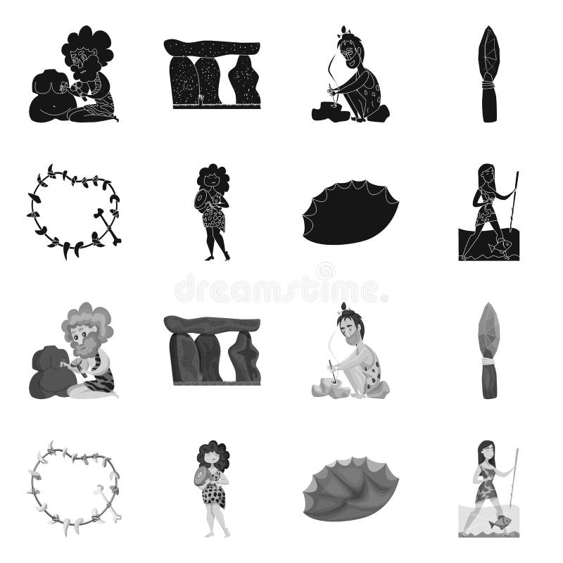 Vector Illustration of Evolution and Prehistory Symbol. Set of ...
