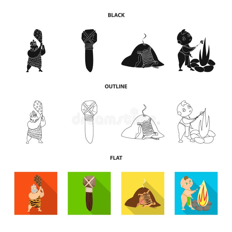 Vector Illustration of Evolution and Prehistory Symbol. Set of ...