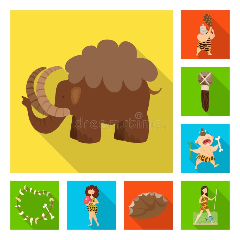 Vector Illustration of Evolution and Prehistory Symbol. Set of ...