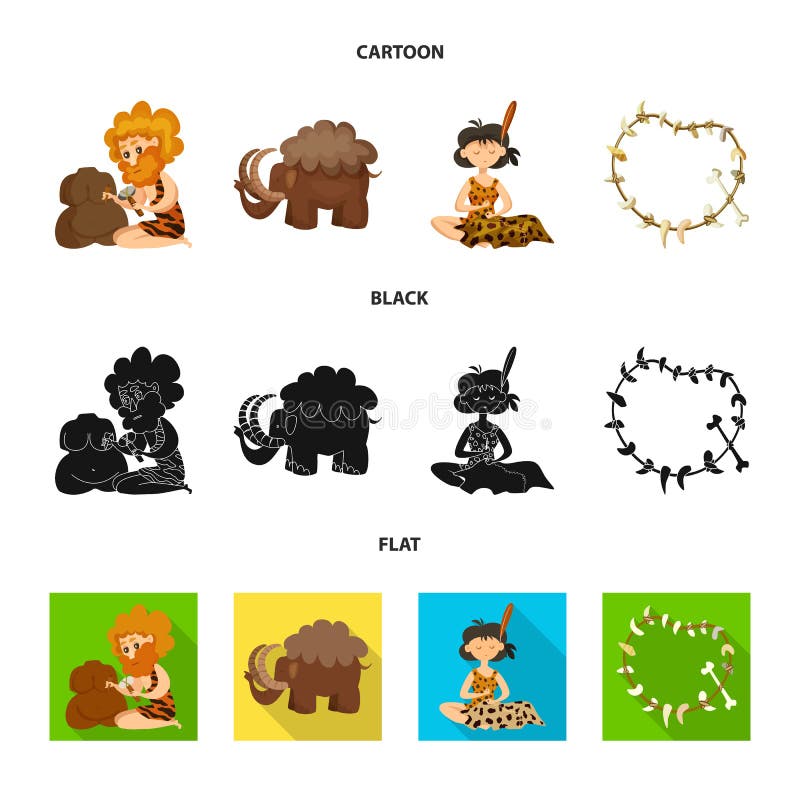 Vector Illustration of Evolution and Prehistory Symbol. Set of ...