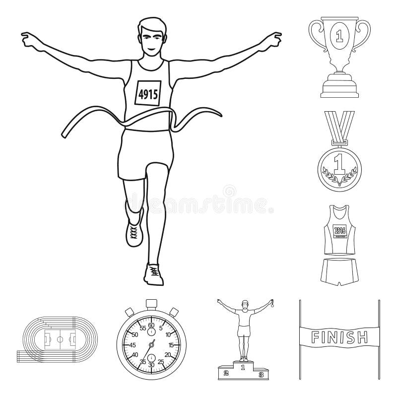 Vector Illustration of Exercise and Sprinter Icon. Collection of ...