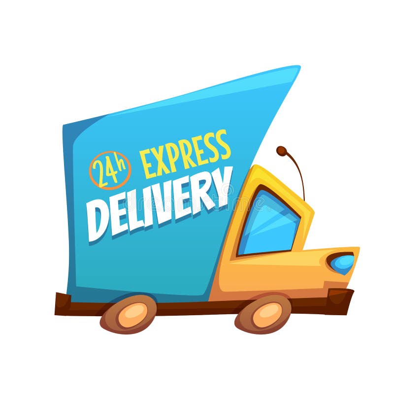 Vector Illustration of Express Delivery Truck with Text Stock Vector ...