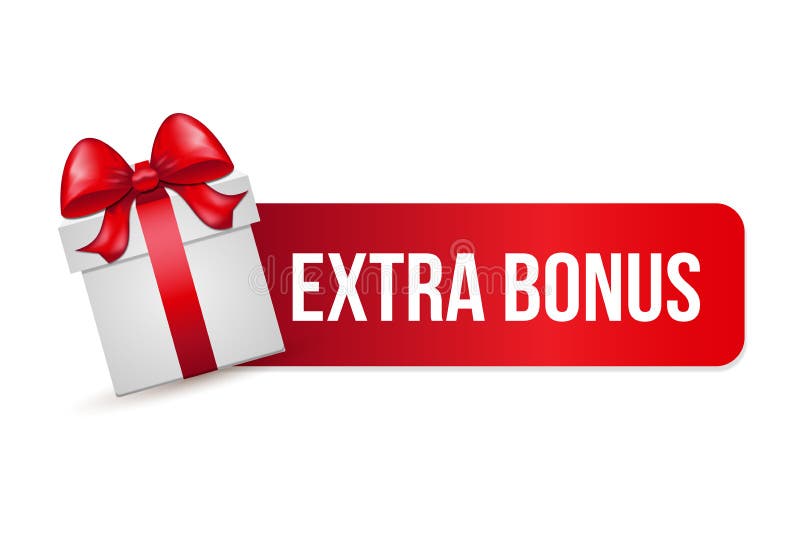 Vector Illustration Extra Bonus Label. Modern Banner with Red Gift ...