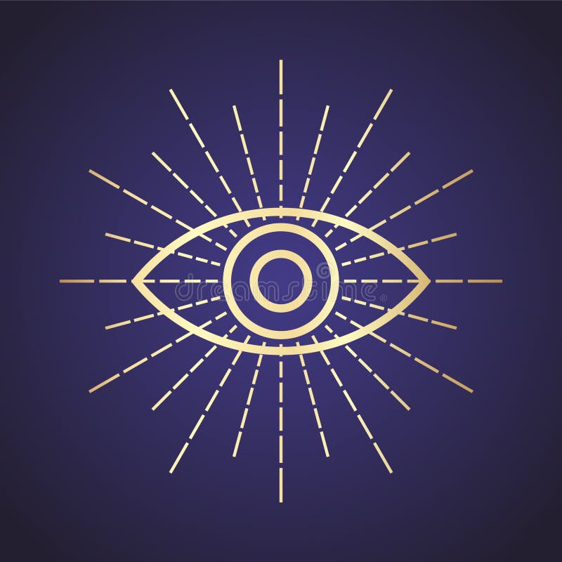 Eye with Rays Golden Logo Design Stock Vector - Illustration of ...