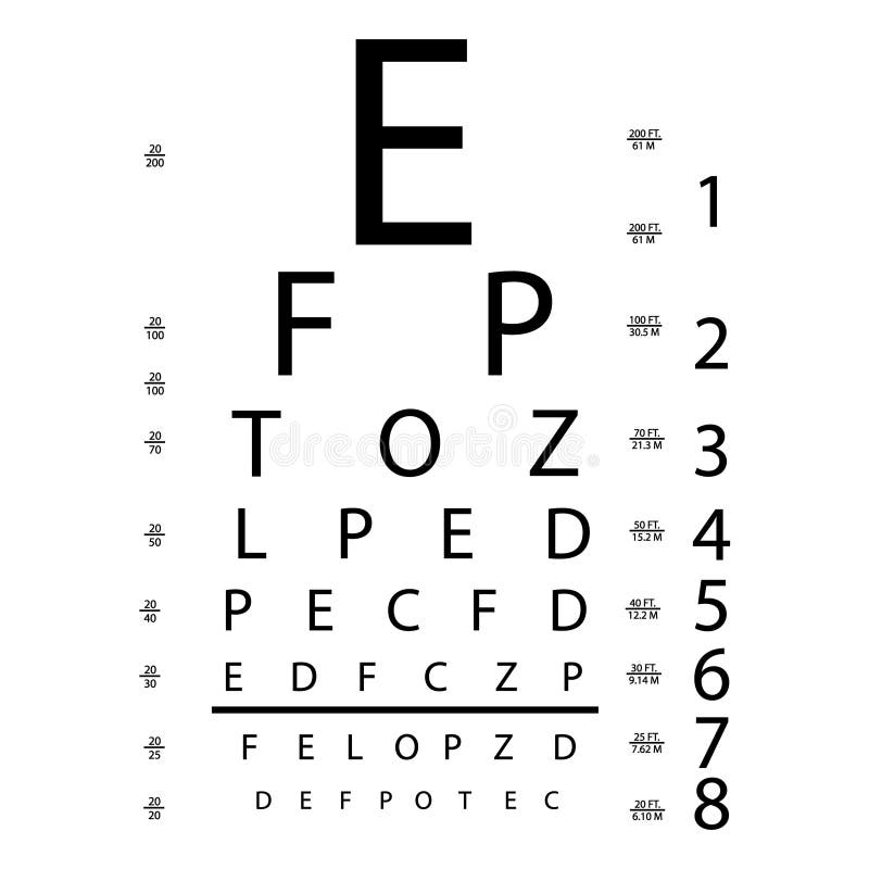 Eye Test Optical Chart on White Stock Illustration - Illustration of ...