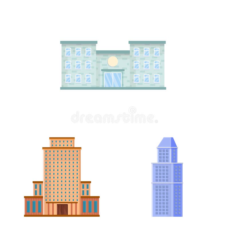 Vector Design of Facade and Building Logo. Set of Facade and Exterior ...