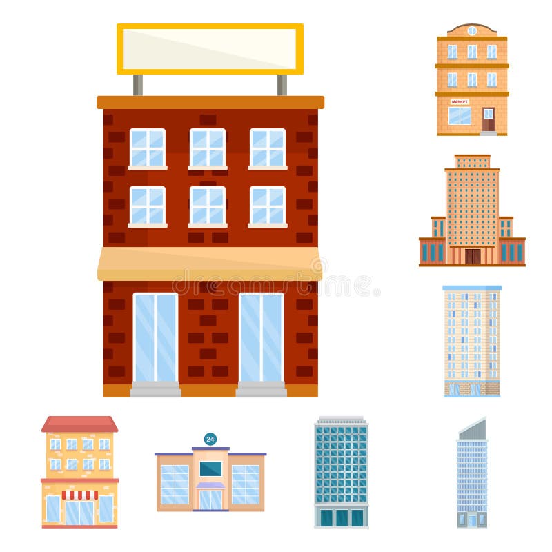 Vector Design of Facade and Building Icon. Set of Facade and Exterior ...