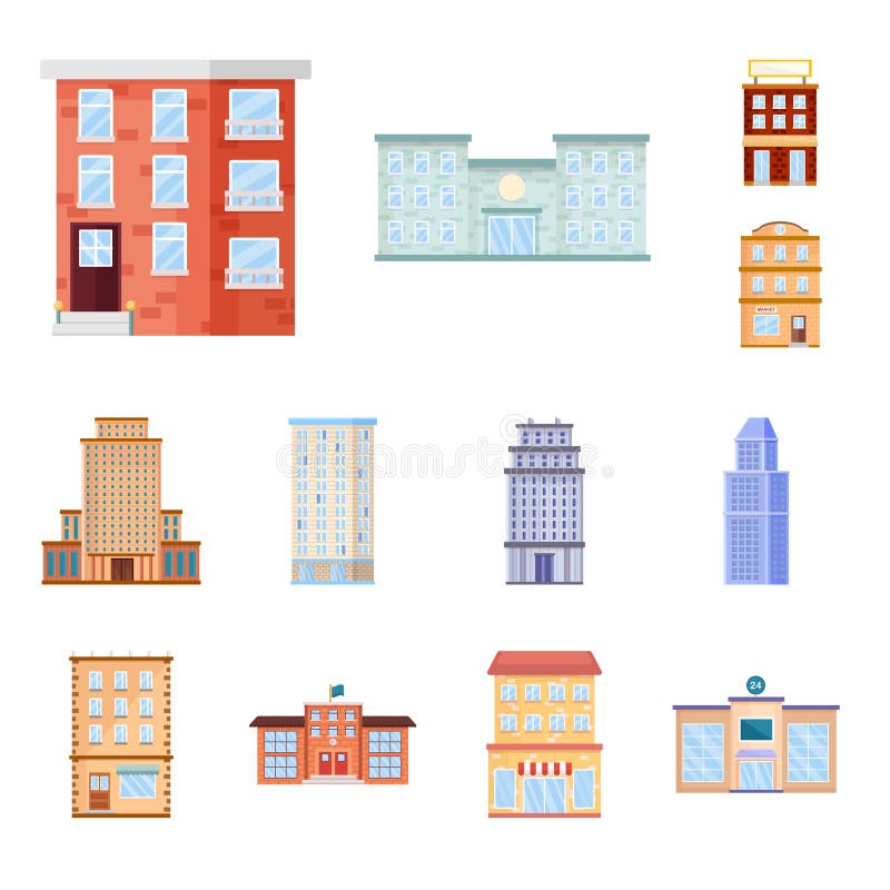Vector Design of Facade and Building Icon. Set of Facade and Exterior ...
