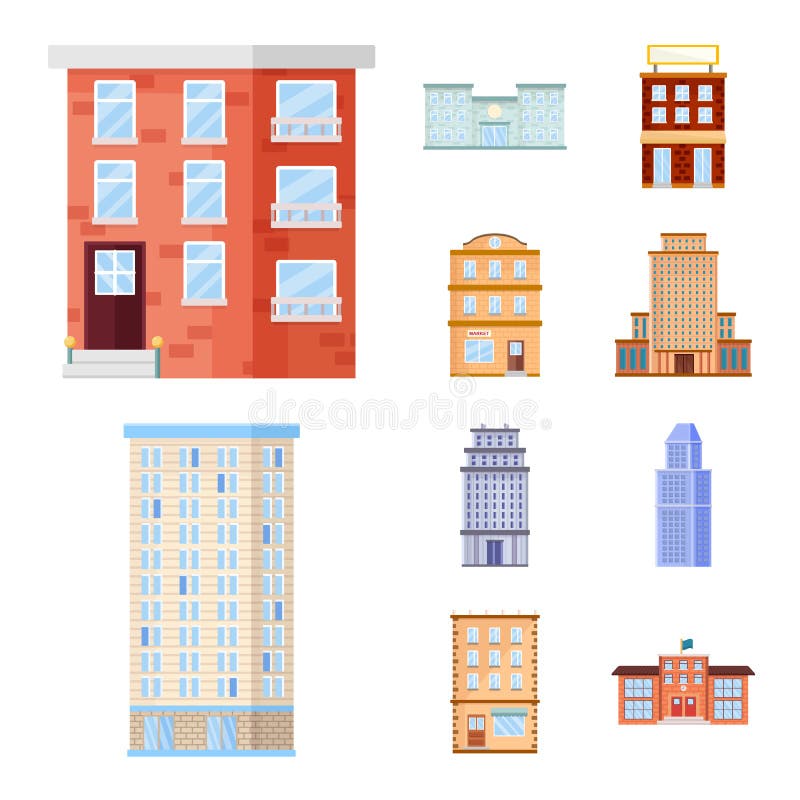 Vector Design of Facade and Building Icon. Collection of Facade and ...
