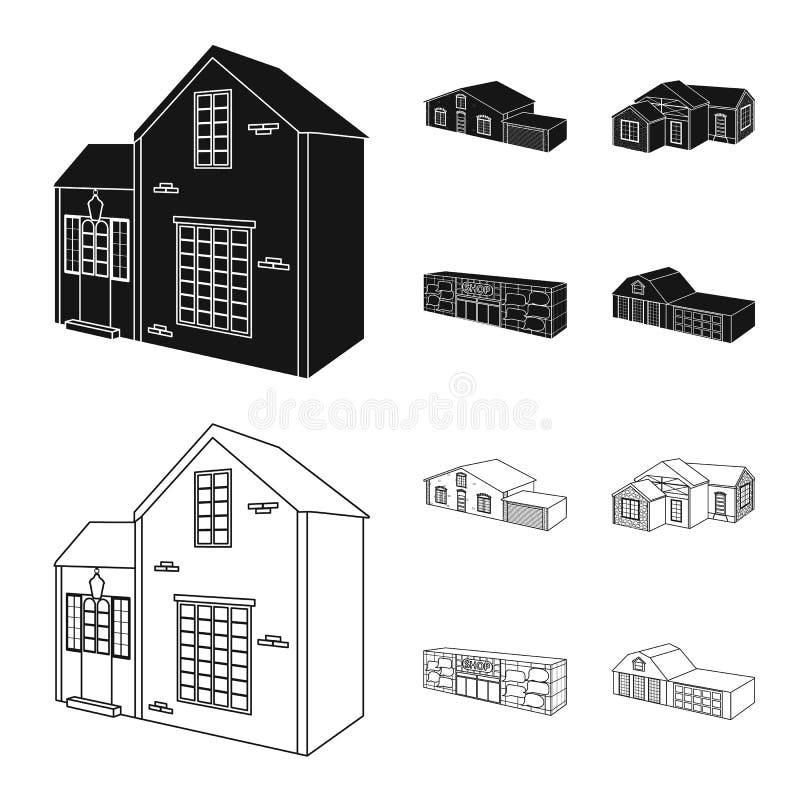Vector Design of Facade and Housing Logo. Set of Facade and ...
