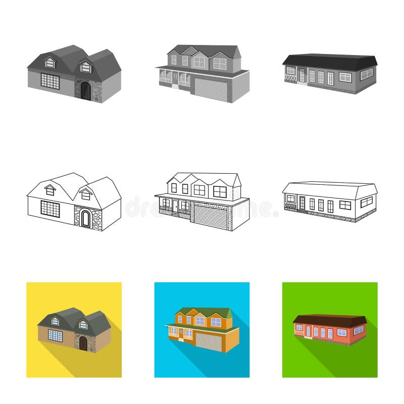 Vector Design of Facade and Housing Logo. Set of Facade and ...
