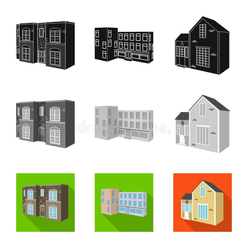 Vector Design of Facade and Housing Logo. Set of Facade and ...
