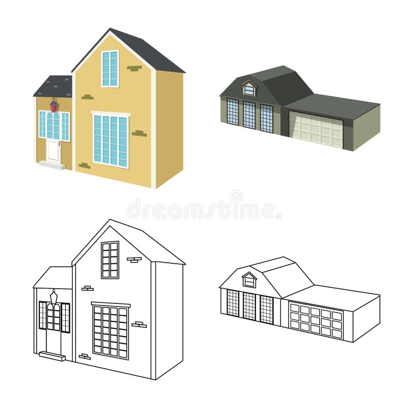 Vector Design of Facade and Housing Logo. Set of Facade and ...