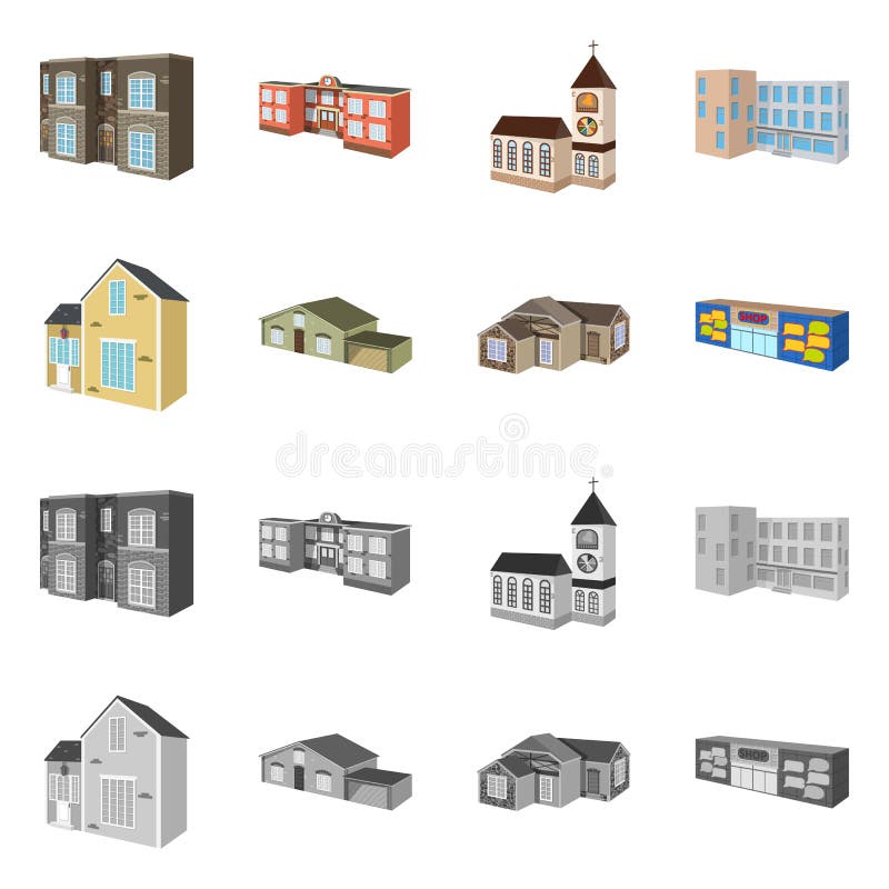 Vector Design of Facade and Housing Sign. Set of Facade and ...