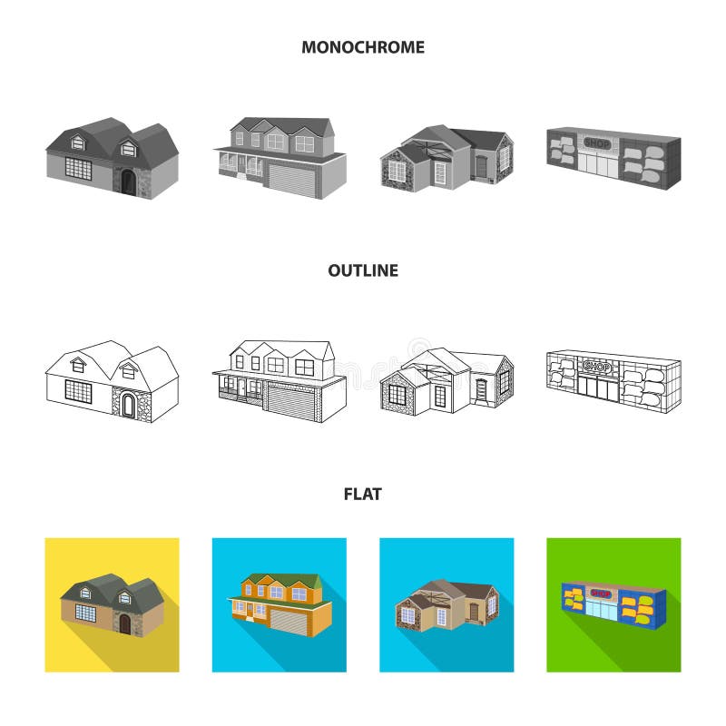 Vector Illustration of Facade and Housing Logo. Collection of Facade ...
