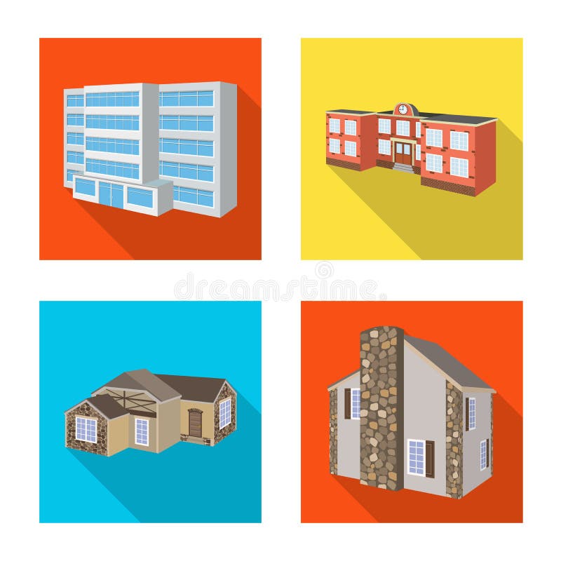 Vector Design of Facade and Housing Symbol. Set of Facade and ...