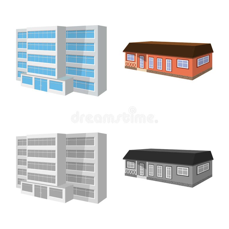 Vector Design of Facade and Housing Symbol. Collection of Facade and ...