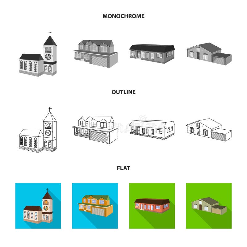 Vector Design of Facade and Housing Icon. Set of Facade and ...