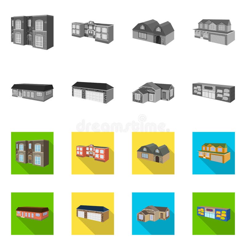 Vector Design of Facade and Housing Icon. Set of Facade and ...