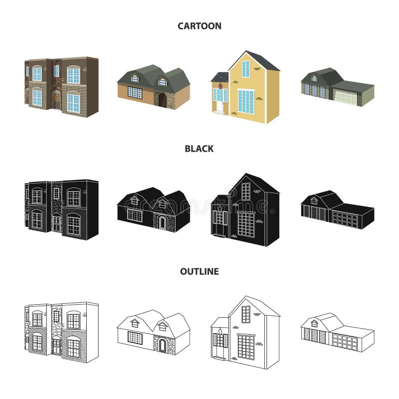 Vector Illustration of Facade and Housing Symbol. Collection of Facade ...