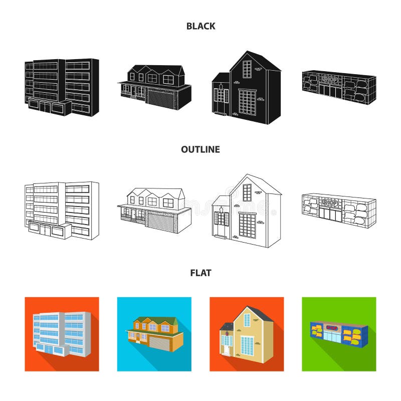 Vector Design of Facade and Housing Icon. Set of Facade and ...