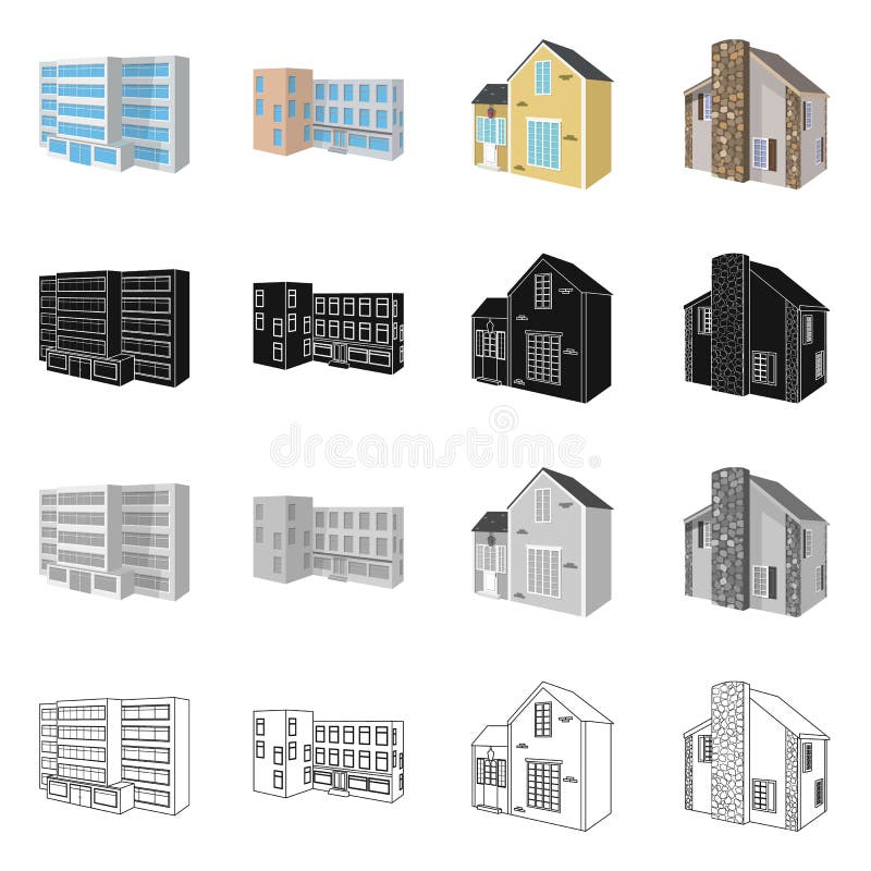 Vector Design of Facade and Housing Icon. Set of Facade and ...