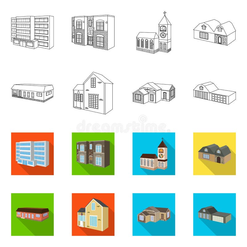 Vector Design of Facade and Housing Icon. Set of Facade and ...