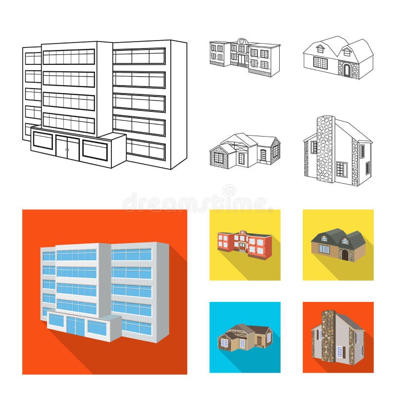 Vector Design of Facade and Housing Icon. Collection of Facade and ...