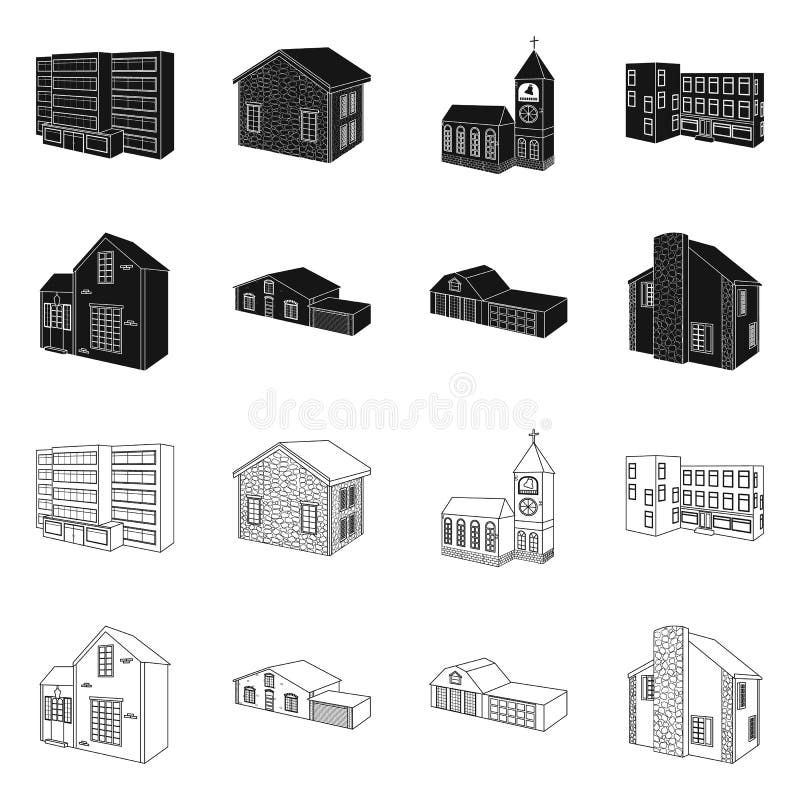 Vector Design of Facade and Housing Icon. Collection of Facade and ...