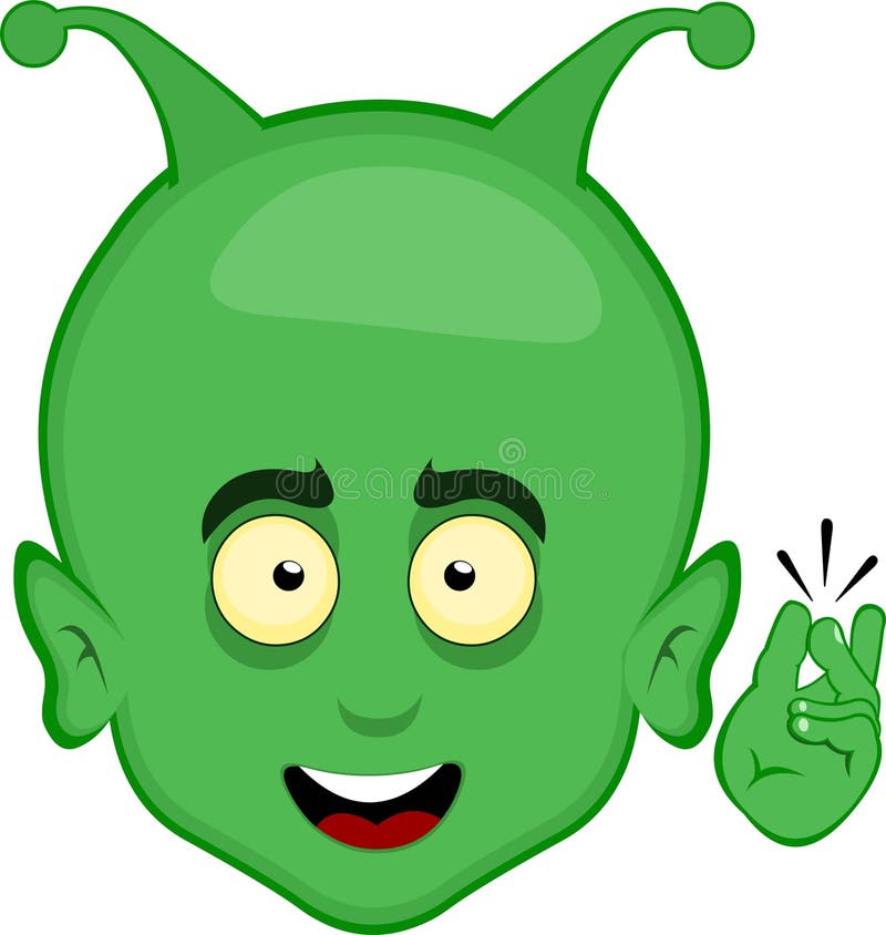 Vector Illustration Head Alien or Extraterrestrial Cartoon Snap Fingers ...