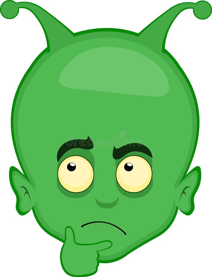 Vector Illustration Face Alien or Extraterrestrial Cartoon Thinking ...