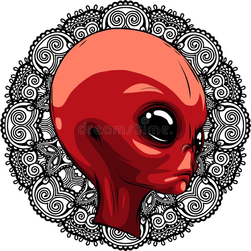 Vector Illustration of Face Alien with Mandala in Background Stock ...