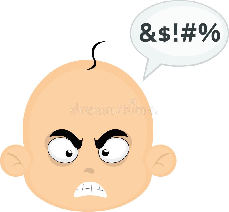 Vector Head Toddler Anger Expression Insult Bubble Dialogue Stock ...