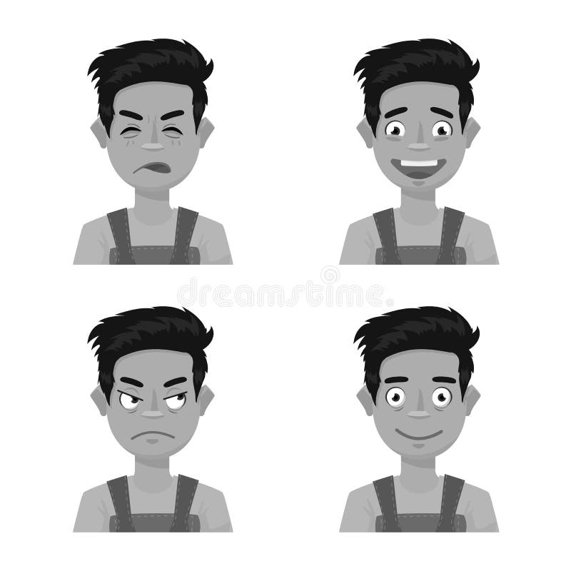 Vector Design of Face and Boy Sign. Collection of Face and Expression ...