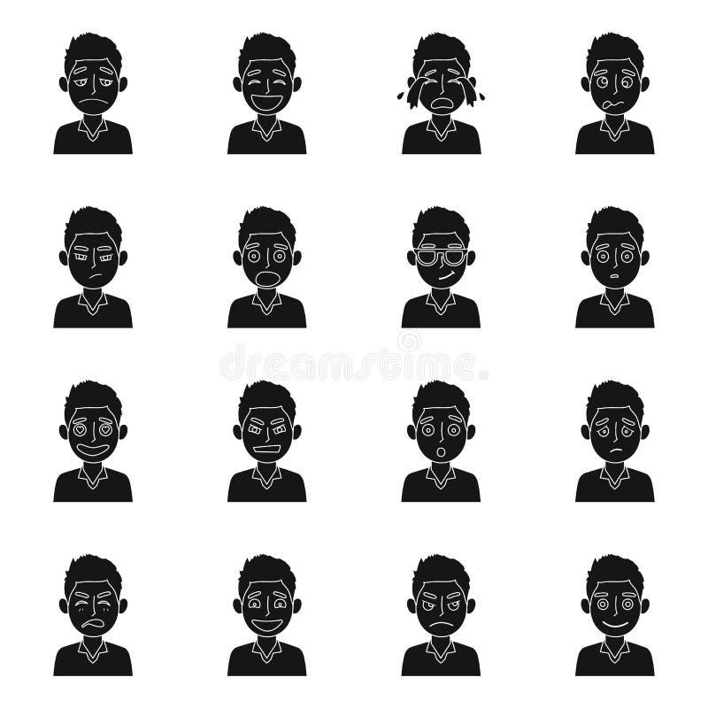 Vector Illustration of Face and Boy Sign. Set of Face and Young Vector ...
