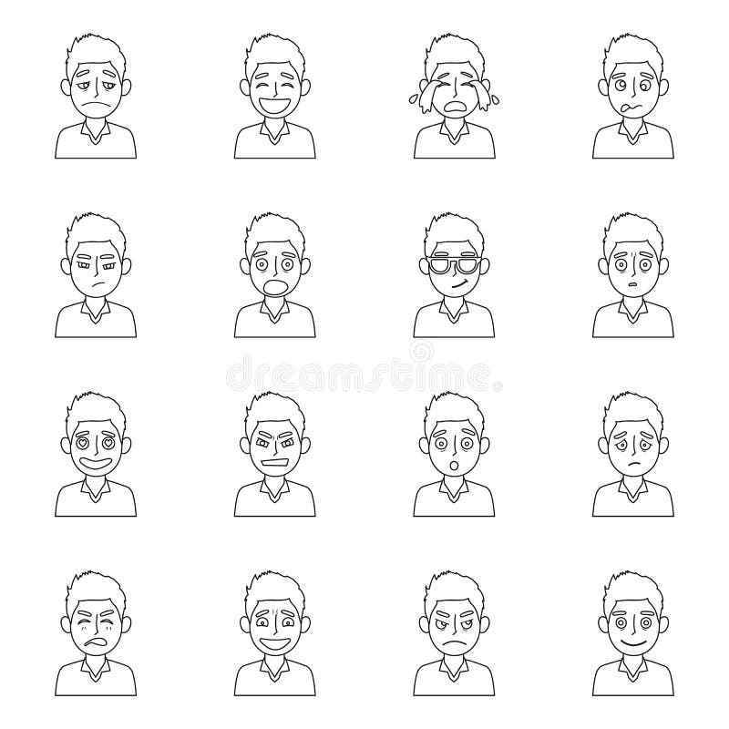 Vector Illustration of Face and Boy Symbol. Collection of Face and ...
