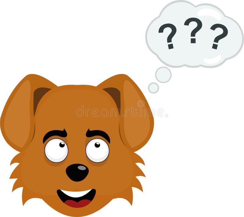 Vector Head Puppy Canine Cloud Thought and Question Marks Stock Vector ...