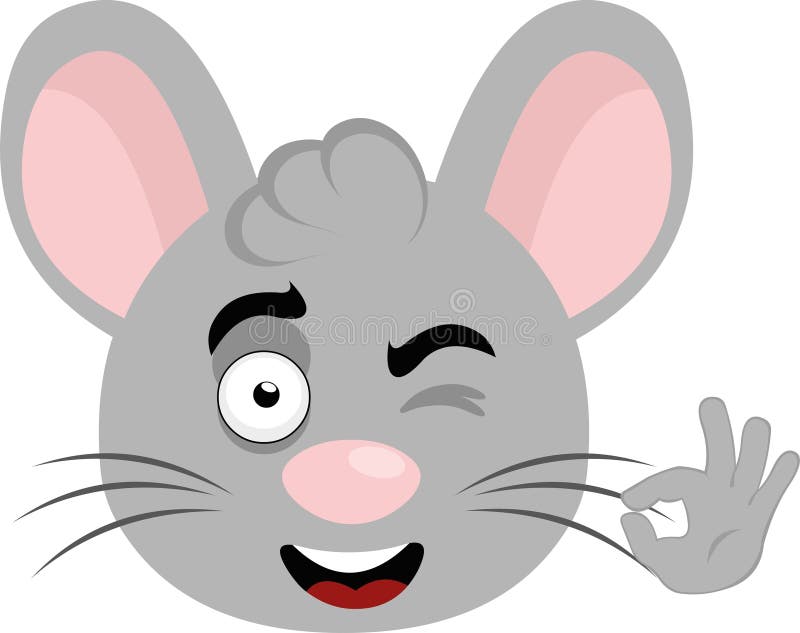 Head Mouse Wink Eye Gesture Hand Ok Perfect Stock Vector - Illustration ...