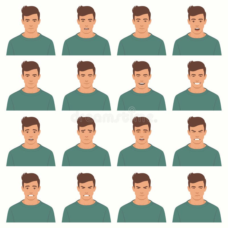 Vector Illustration of a Face Expressions Stock Vector - Illustration ...